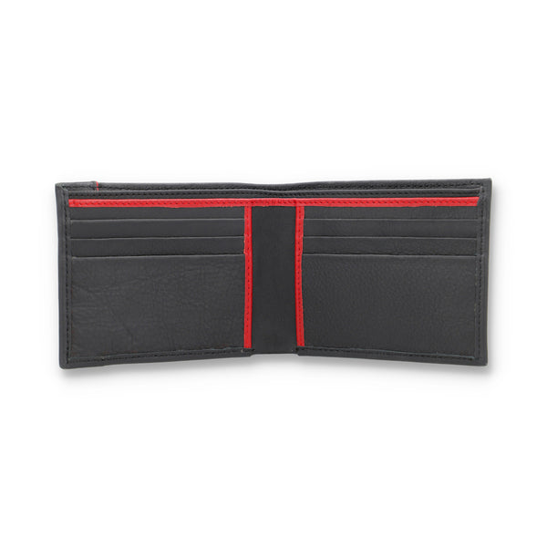 Vallazio Black Bifold Wallet With Red Highlight By Hammer & Smith
