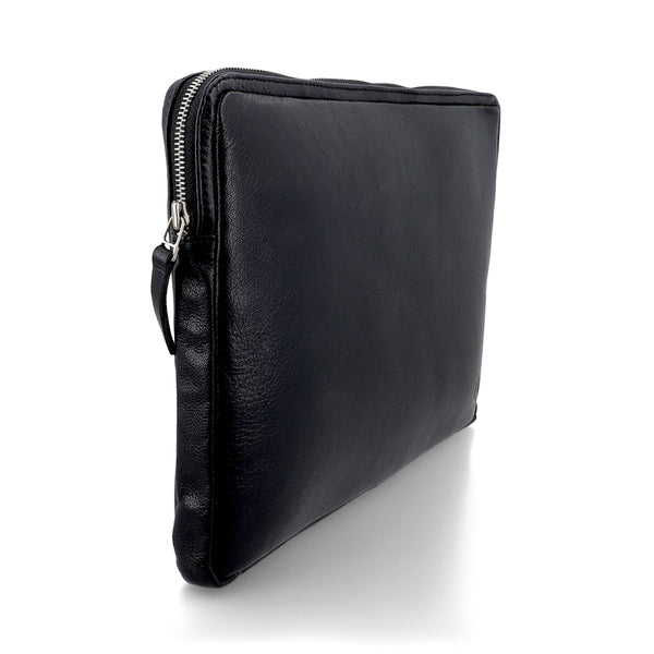 Salvo Black Leather Laptop 15' Sleeve - Hammer & Smith